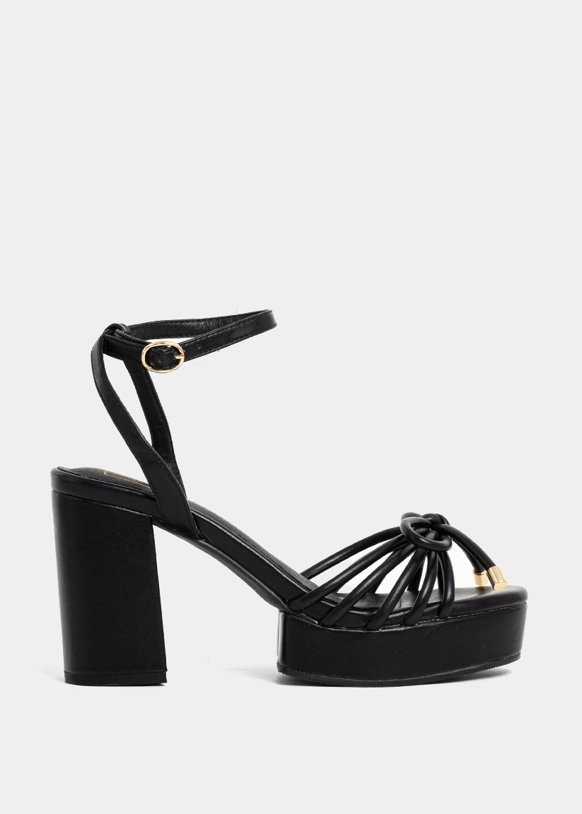 EDITH Black | Knot Detail Platform Heel Sandals – SHUSHOP