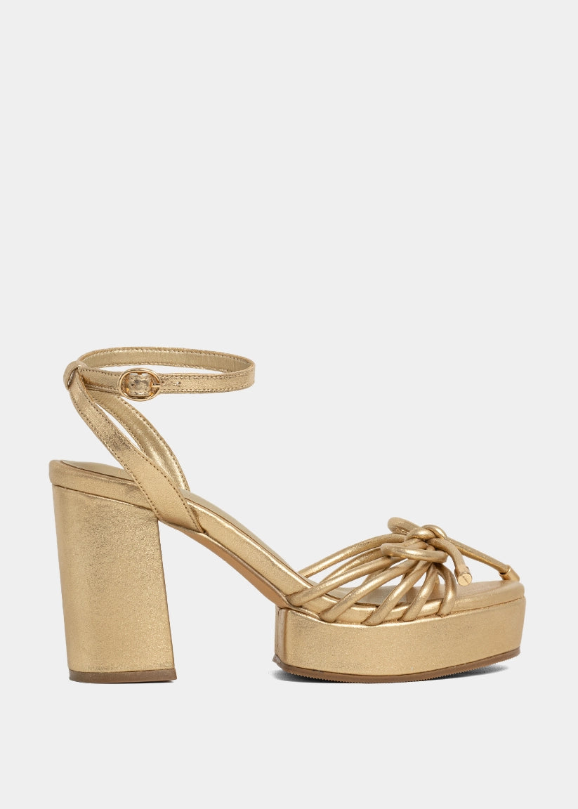 EDITH Gold | Metallic Platform Heel Sandals – SHUSHOP