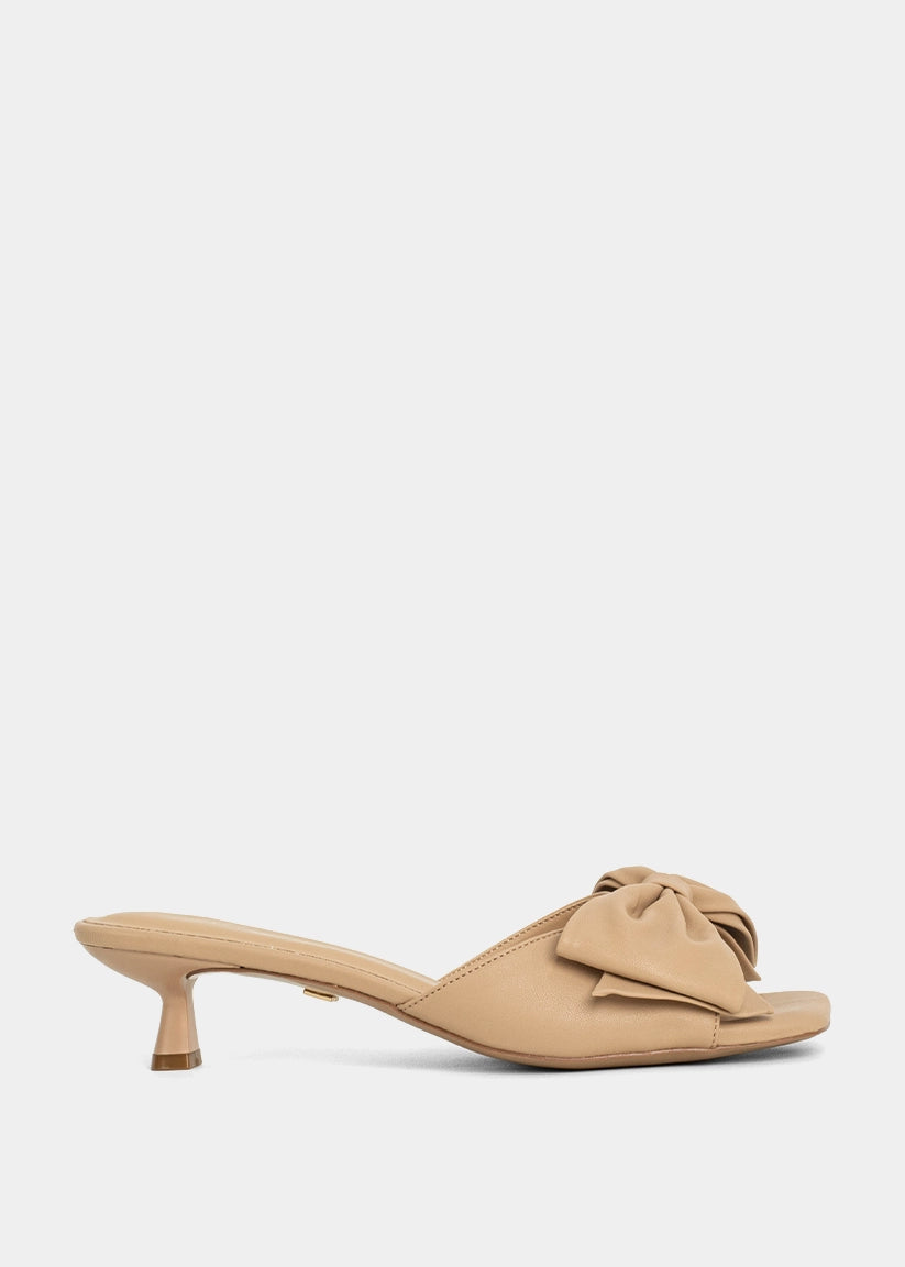 ELLA Kitten Heel Mule – Chic Bow Detail Slide – SHUSHOP