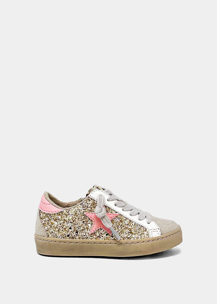 PAULA MINI Gold Sparkle – Glitter Sneakers for Kids – SHUSHOP