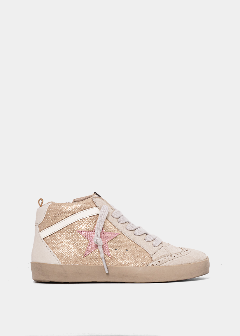 PAULINA MINI Champagne Snake Mid-Top Kids Sneaker – SHUSHOP