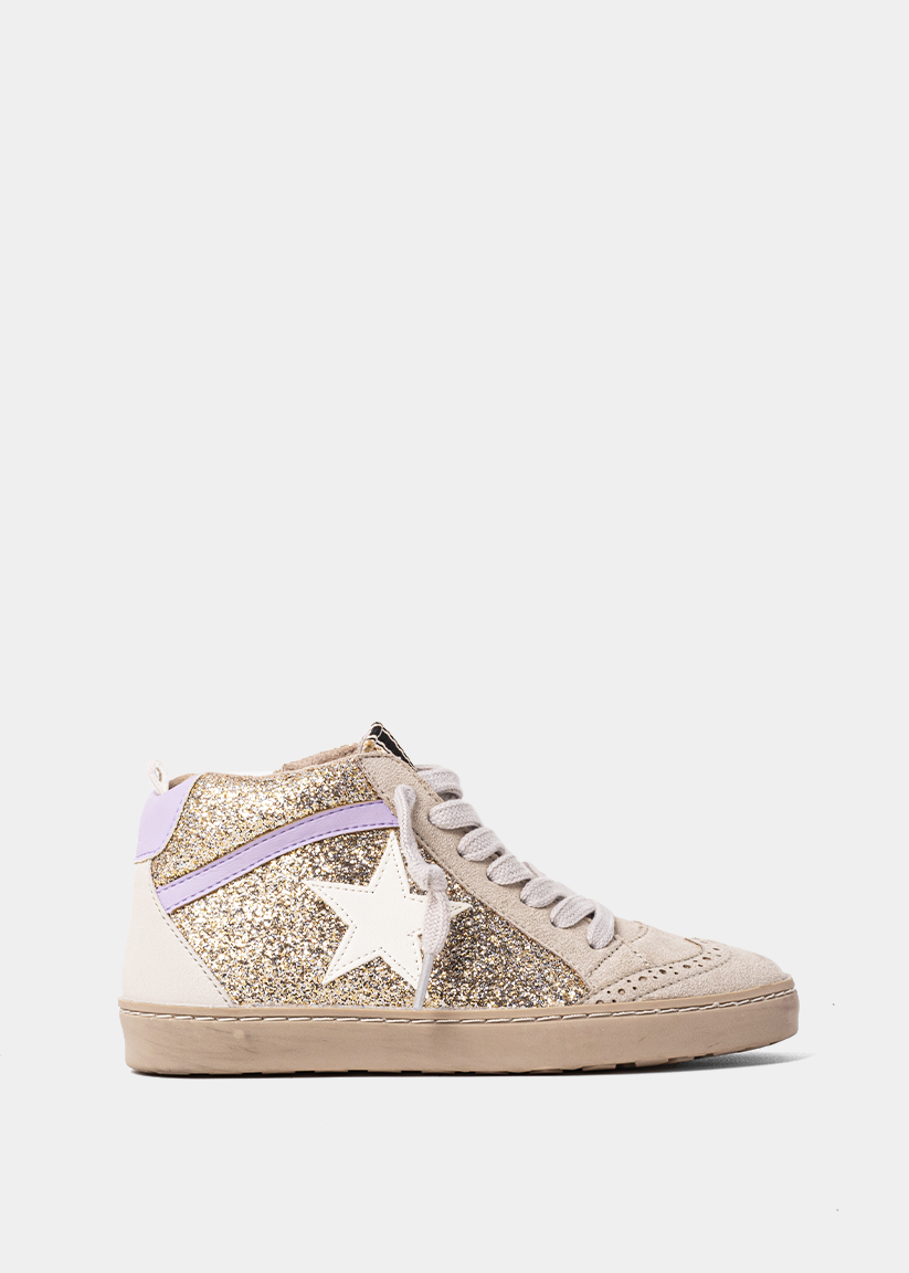 PAULINA MINI Gold Sparkle Mid-Top Kids Sneaker – SHUSHOP