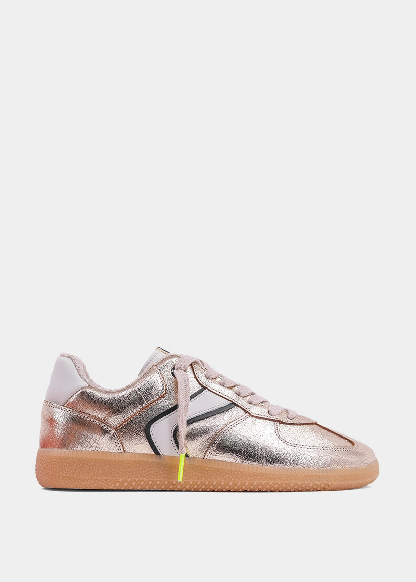 SYLVIA Gold Leather Sneakers | Metallic Luxe Made in Spain – SHUSHOP